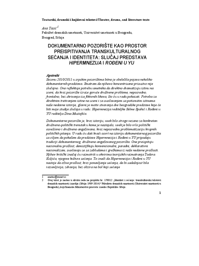 2012 Ana Tasic PDF | PDF