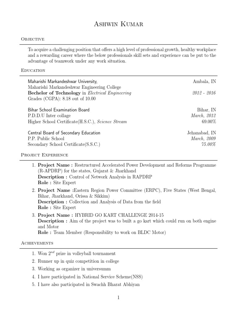 Ashwin Resume | Download Free PDF | Learning | Cognition