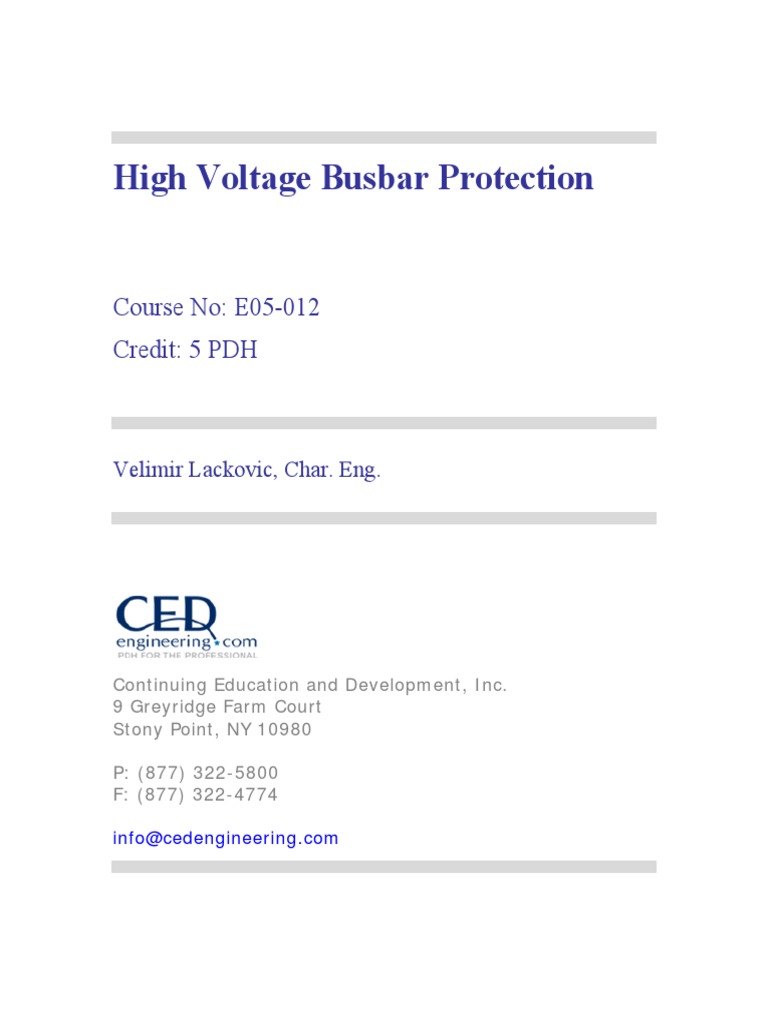 High Voltage Busbar Protection Guide | PDF | Relay | Electrical Substation