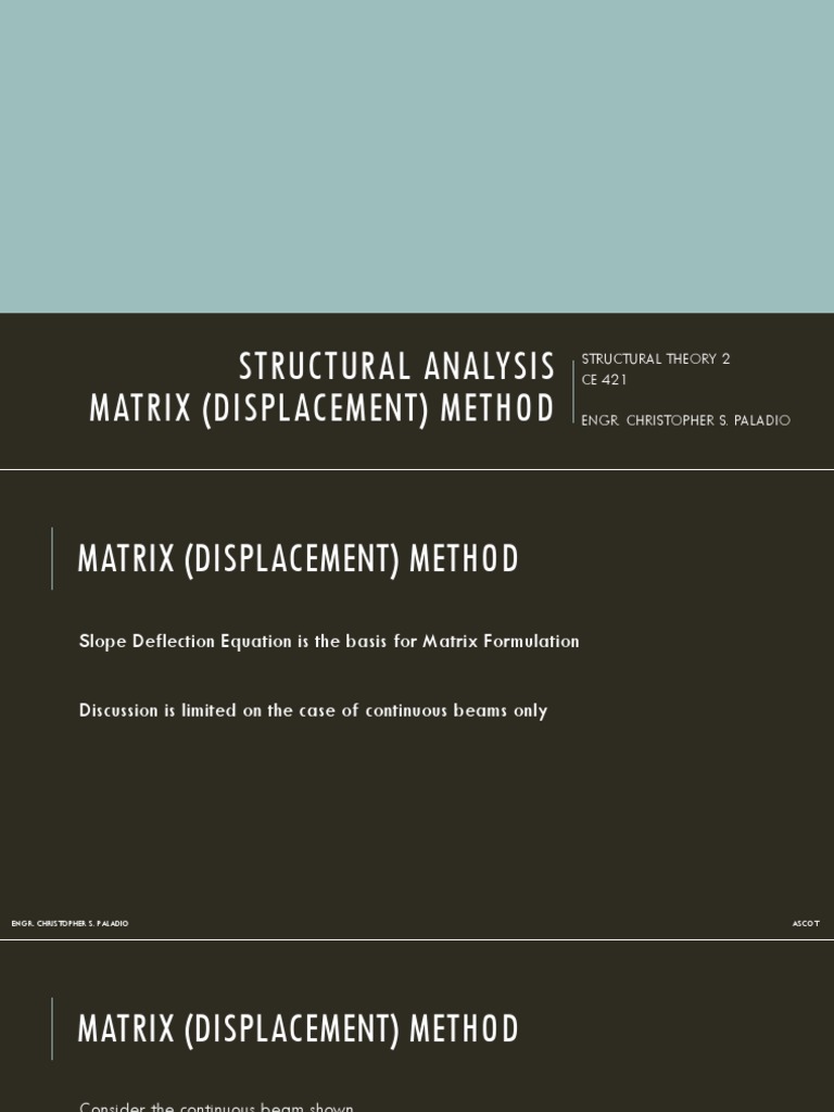 Matrix Displacement Method Guide | PDF | Matrix (Mathematics ...