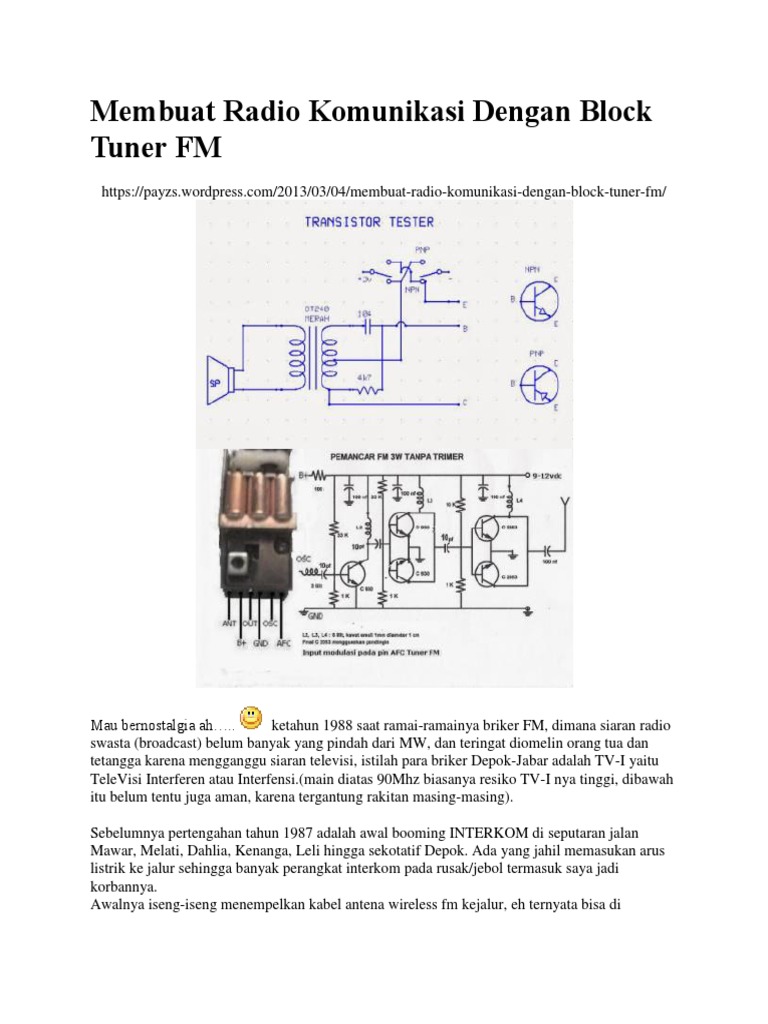 Membuat Radio Komunikasi Dengan Block Tuner FM | PDF