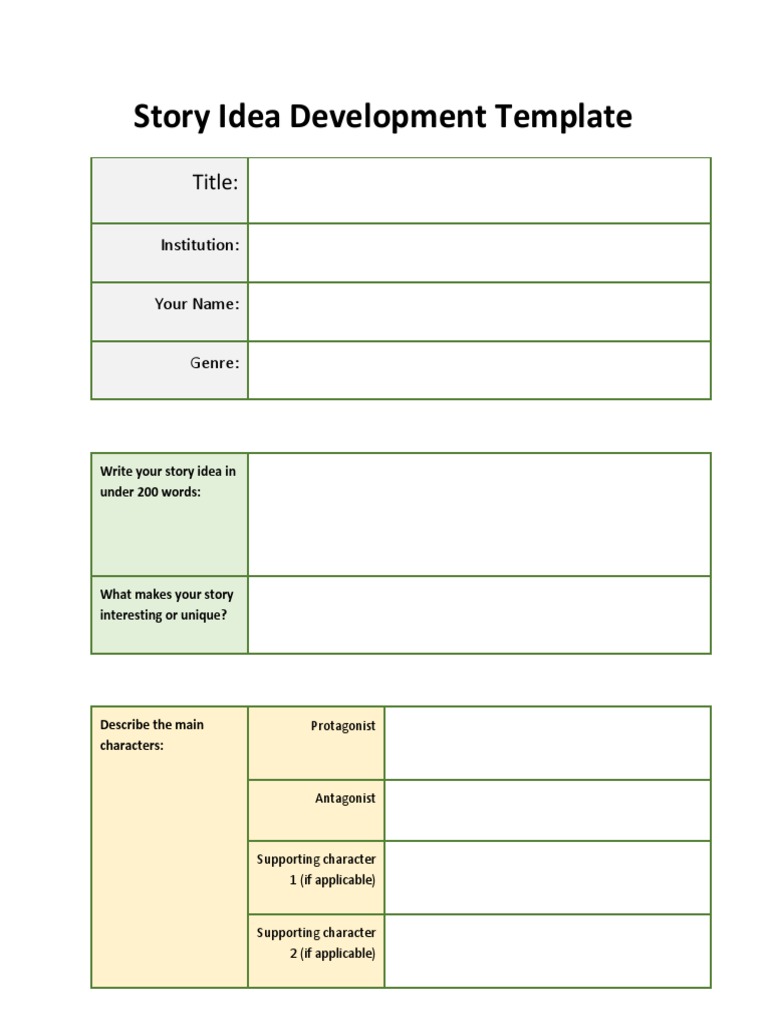 Story Idea Development Template: Title | PDF