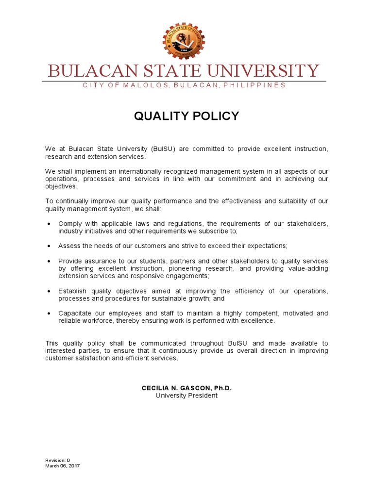 BulSU ISO Manual 2017 | PDF | Quality Management System | Audit