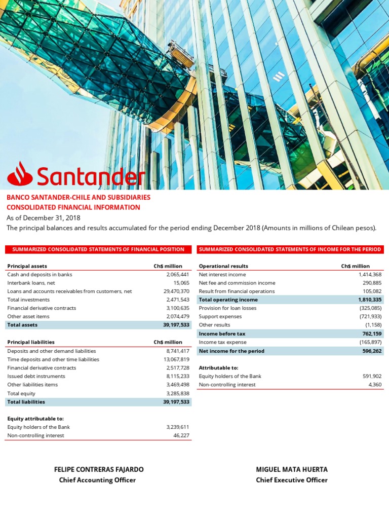Banco Santander-Chile Financial Summary 2018 | PDF | Financial ...