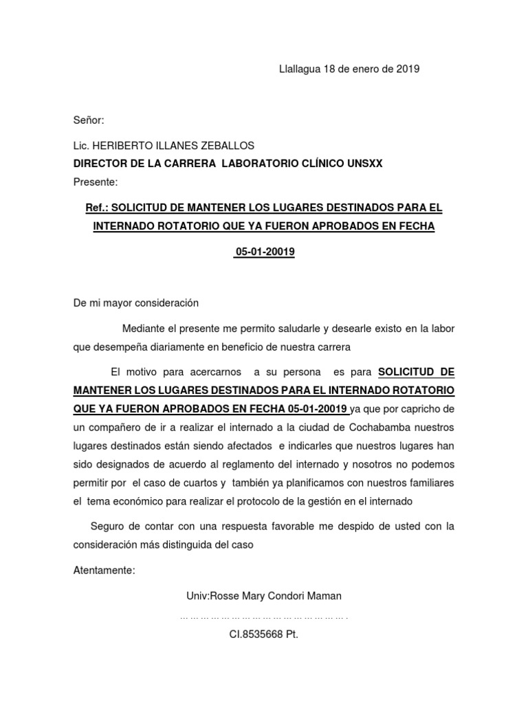 Carta para Internado | PDF | Bienestar | Medicina