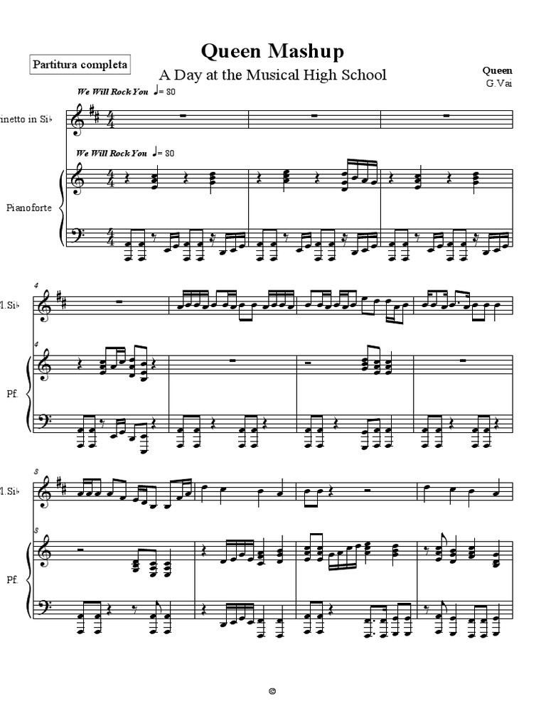 Queen Mashup - Clarinet & Piano | PDF | Leisure