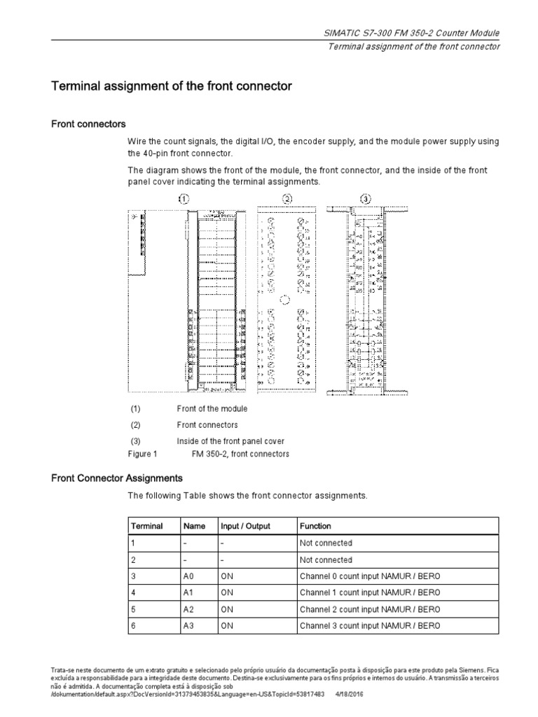 FM 350-2 Counter Module Connector Guide | PDF | Computer Hardware ...