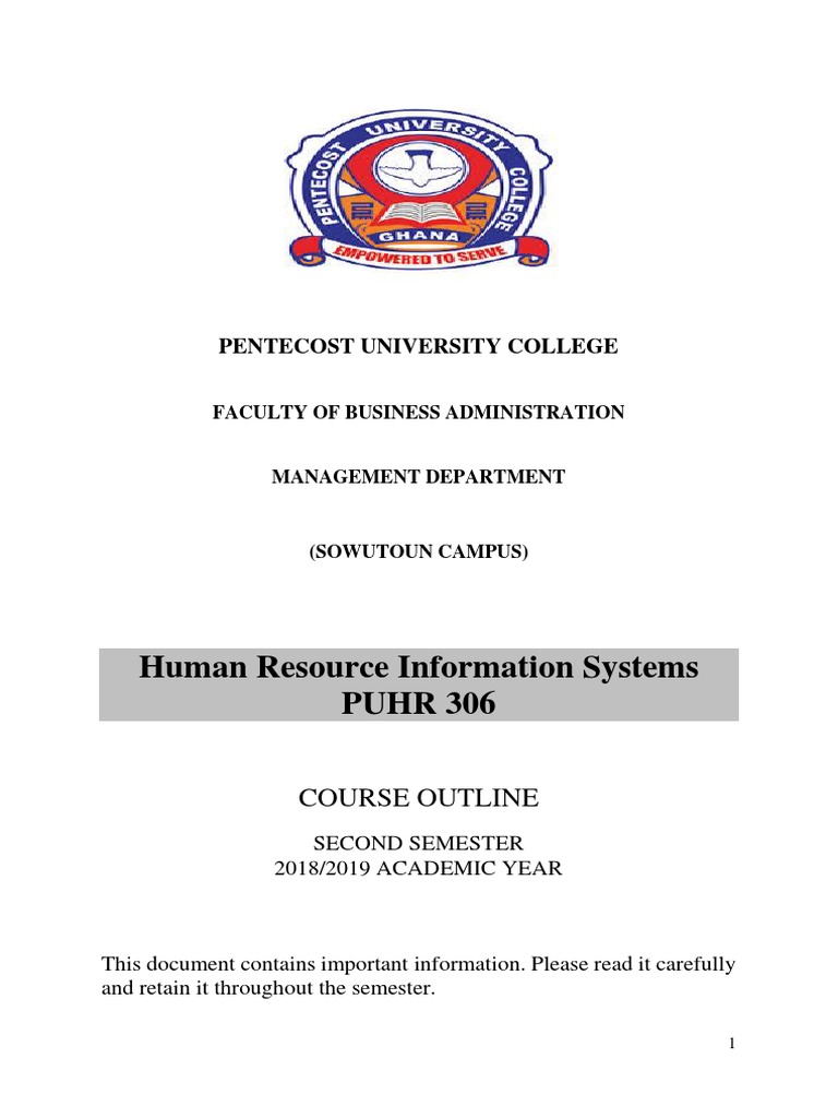 Human Resource Information Systems PUHR 306: Course Outline | PDF ...