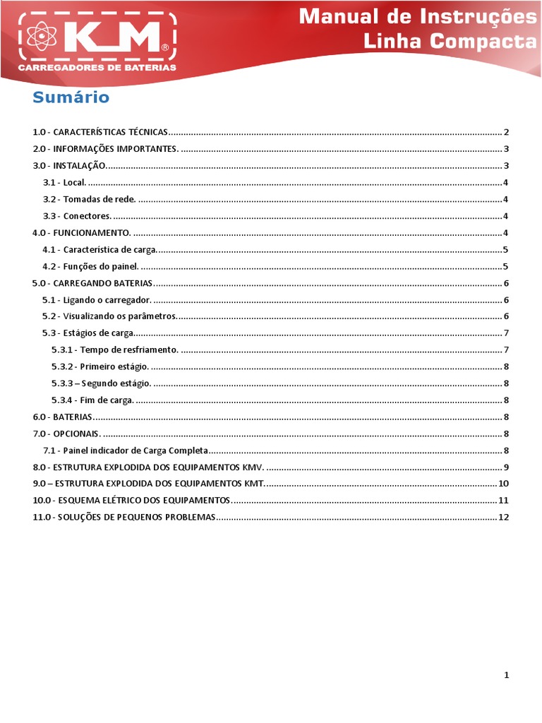 Manual Carregadores KM Linha - Compacta | PDF | Tempo | Diodo emissor de luz