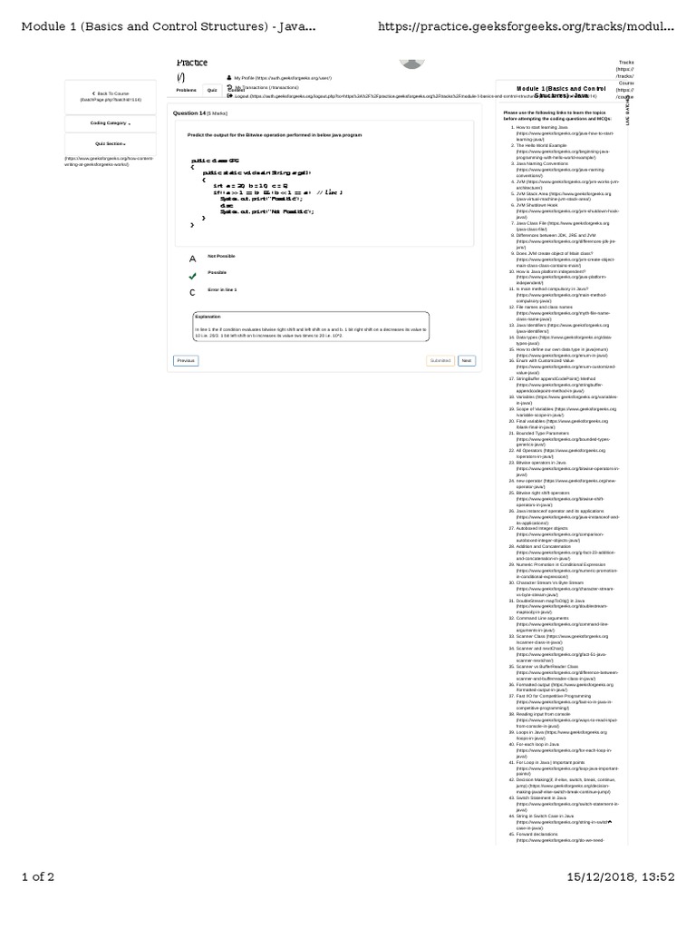 Practice (/) : Module 1 (Basics and Control Structures) - Java.. | PDF ...