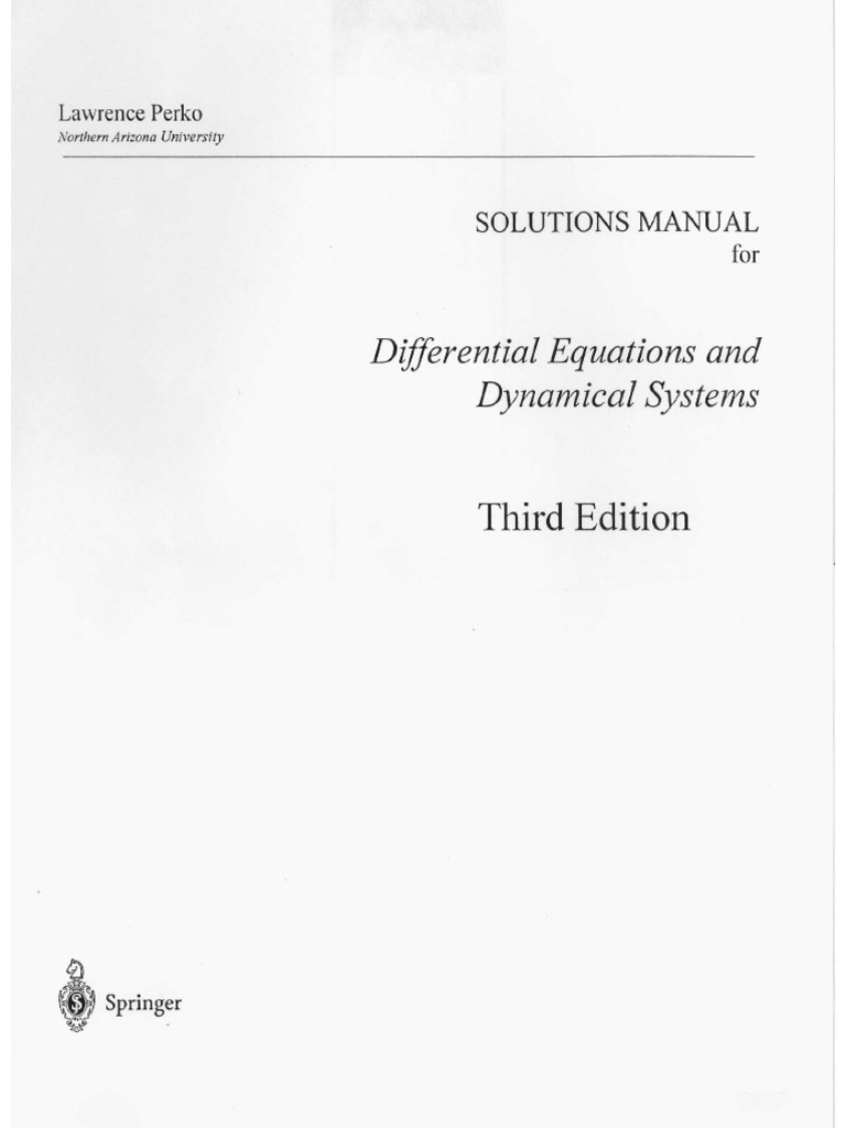 Lawrence Perko - Instructor's Solutions Manual To Differential ...