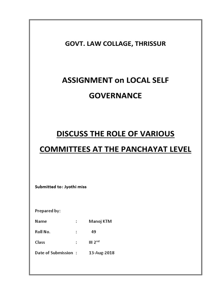 Local Self Government | PDF | Government Of India | Politics Of India