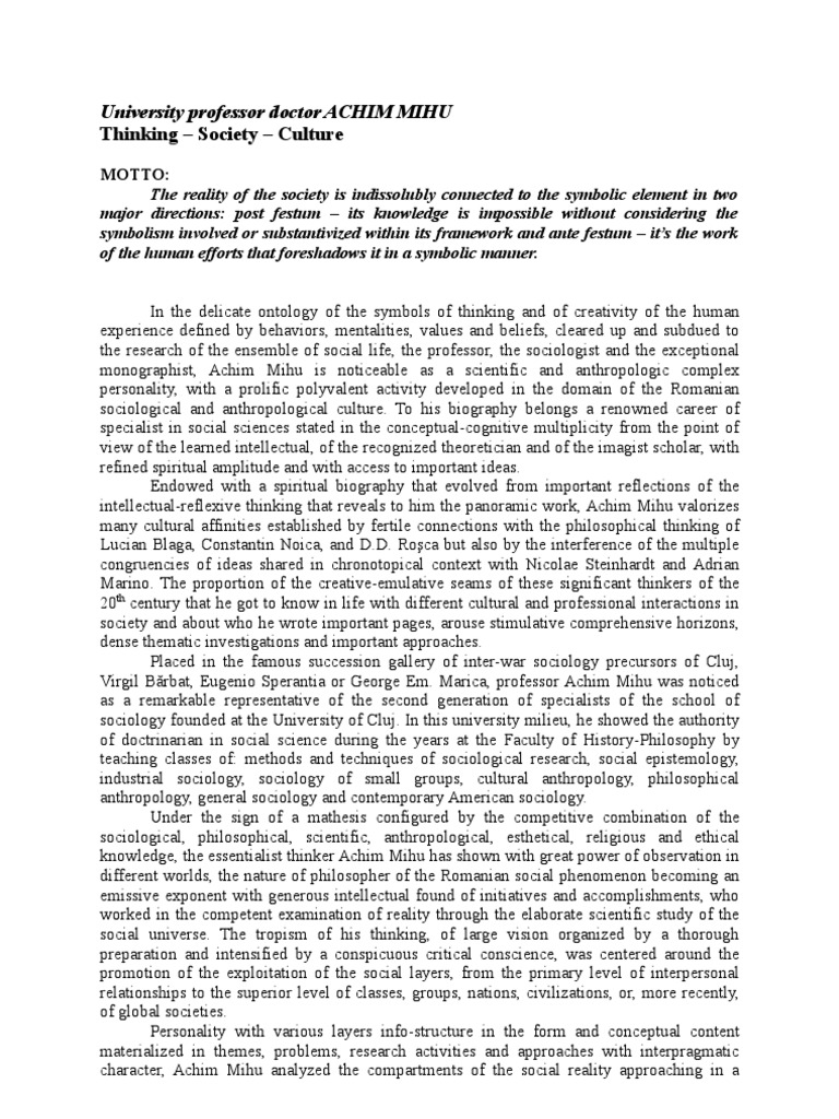CRISTIAN COLCERIU ELITE CLUJENE-Prof - Univ.Dr - ACHIM MIHU | PDF ...