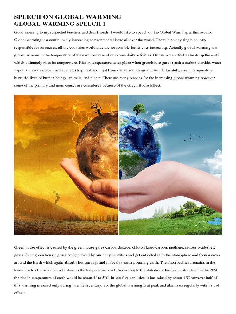 Speech On Global Warming 1 | PDF