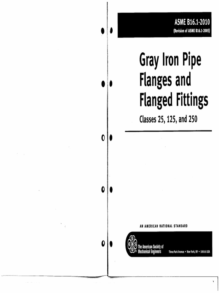 ASME B16.1-2010 - Gray Iron Pipe Flanges and Flanged Fittings PDF | PDF