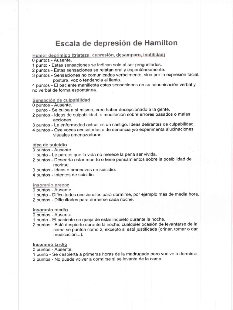 03. Anexo Escala Depresión Hamilton.pdf | Medicina | Especialidades Medicas