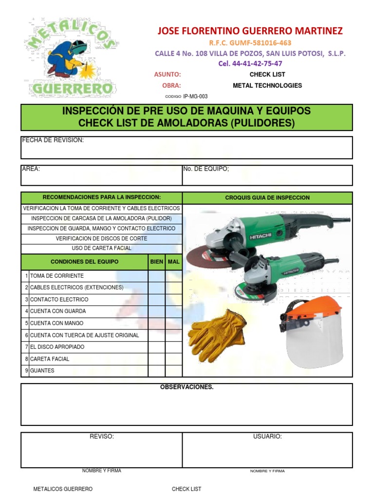 Check List de Pulidores | PDF