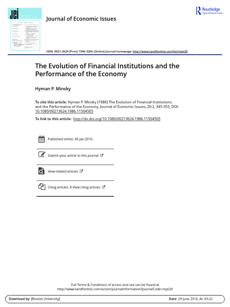 Minsky - 1986 - The Evolution of Financial Institutions and The ...