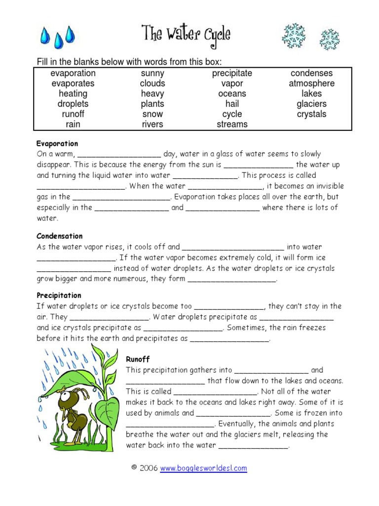 Water Cycle Cloze PDF | PDF