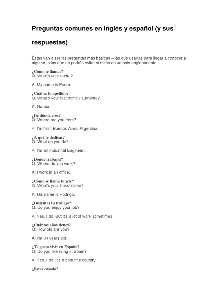 Preguntas Comunes | PDF | Ocio