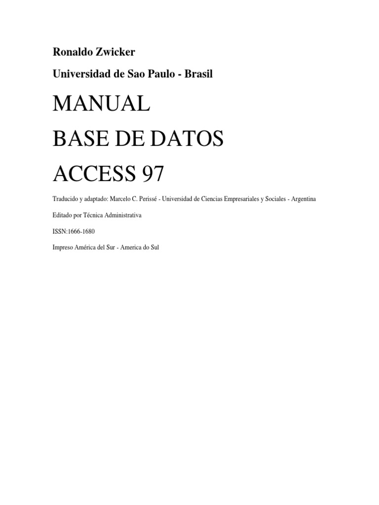 Manual Base de Datos Access 97 | PDF | Tabla (base de datos) | Archivo de computadora