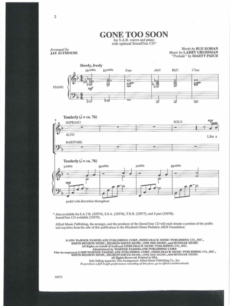 Gone - Too - Soon - Michael Jackson | PDF