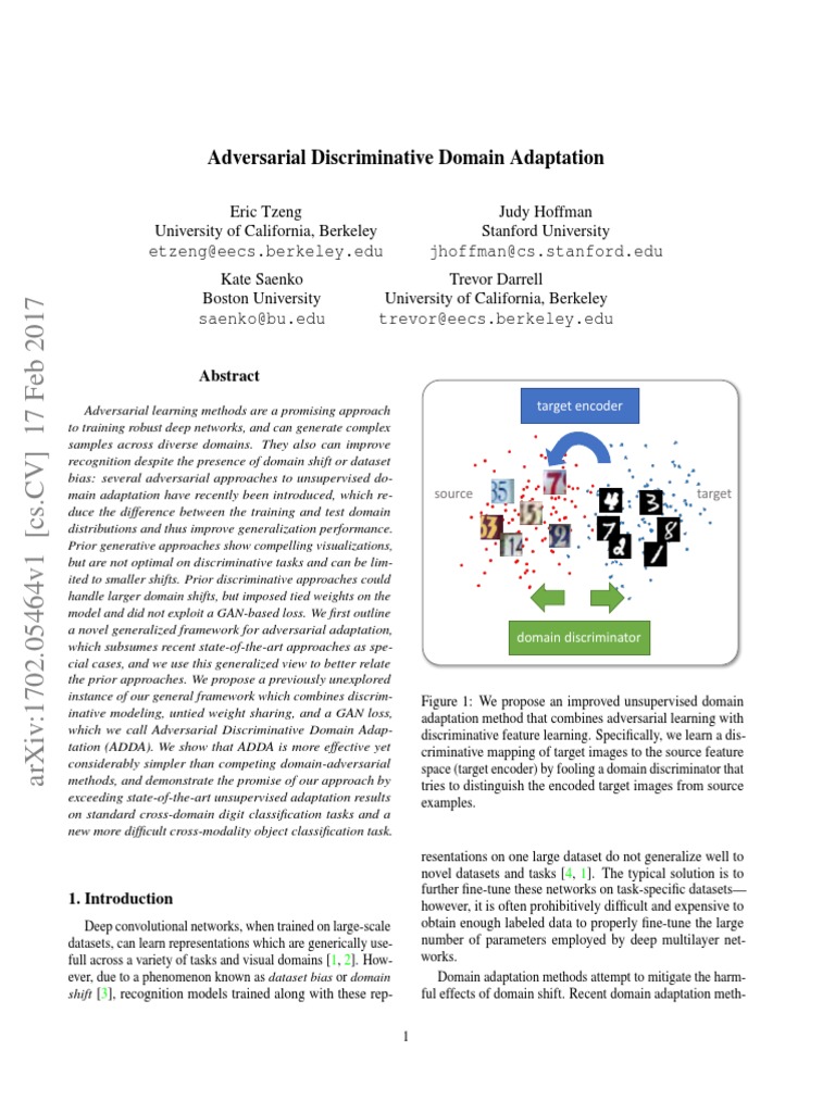 Adversarial Discriminative Domain Adaptation Target Encoder Pdf Statistical Classification