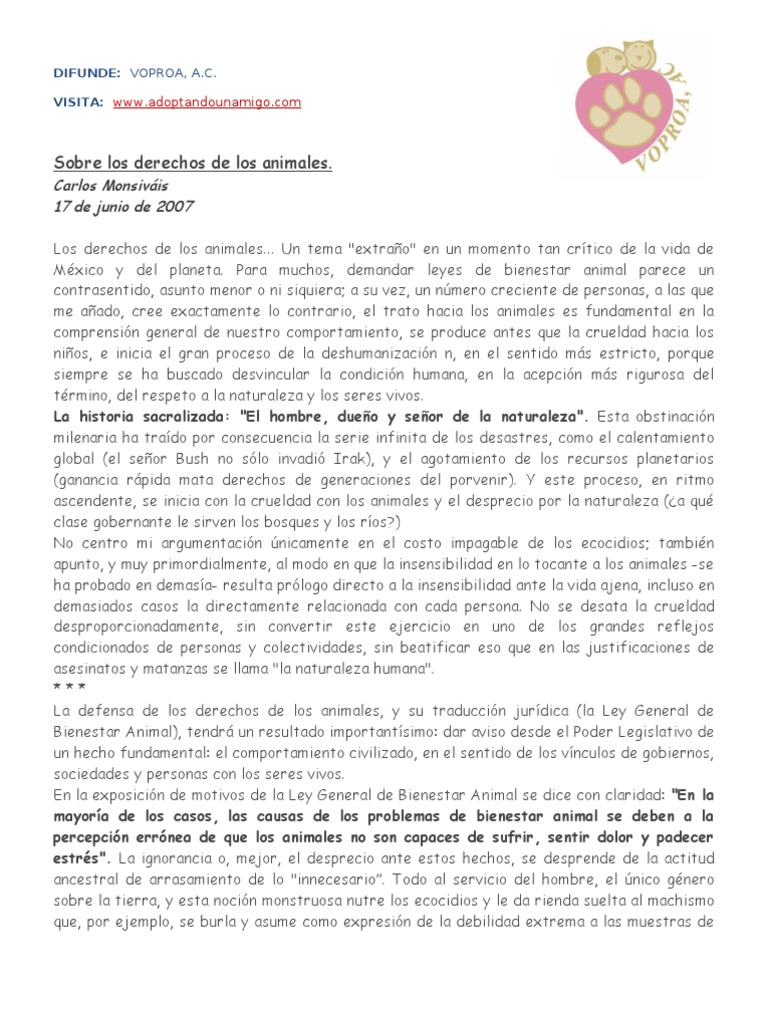 Los derechos de los animales: un tema fundamental para la comprensión ...