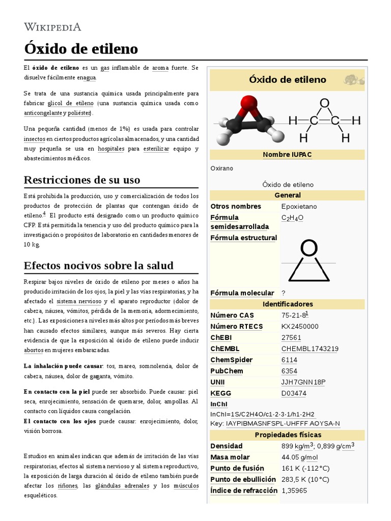 Óxido de Etileno | PDF | Sustancias químicas | Química