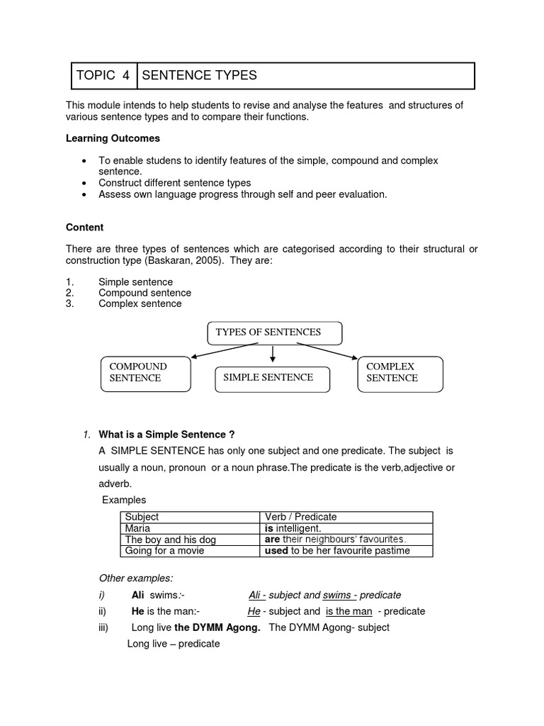 Understanding Sentence Types | PDF | Subject (Grammar) | Sentence (Linguistics)