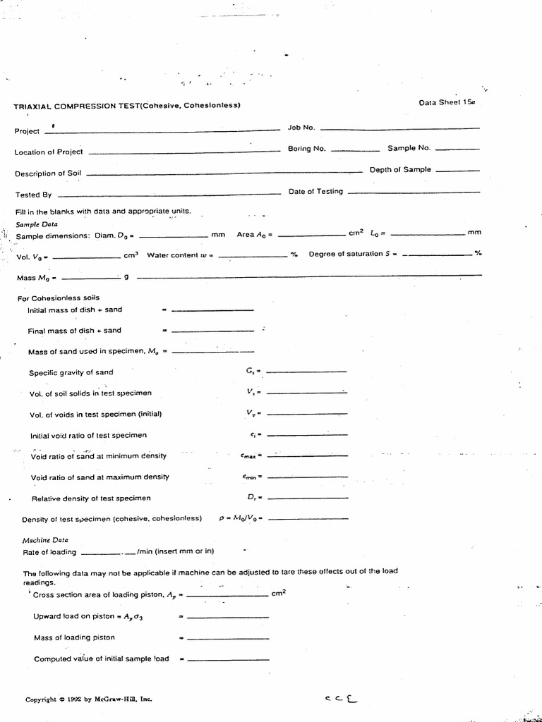 Triaxial Test - Data Sheet | PDF