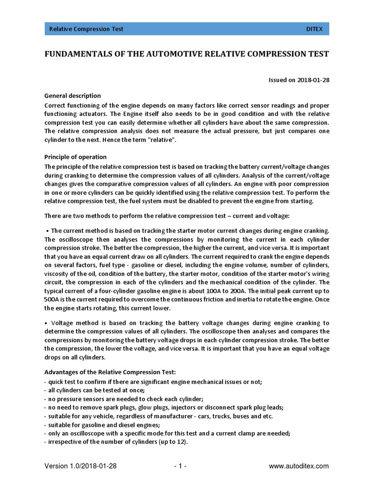 Fundamentals of The Automotive Relative Compression Test: General ...