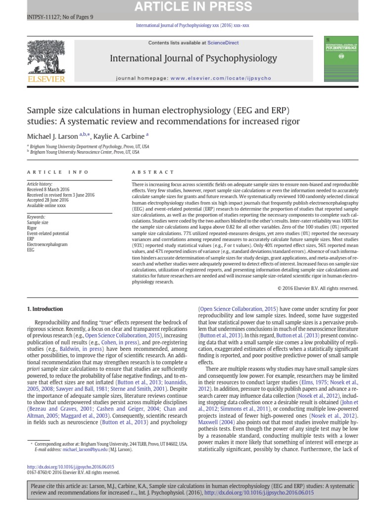 International Journal of Psychophysiology: Michael J. Larson, Kaylie A ...