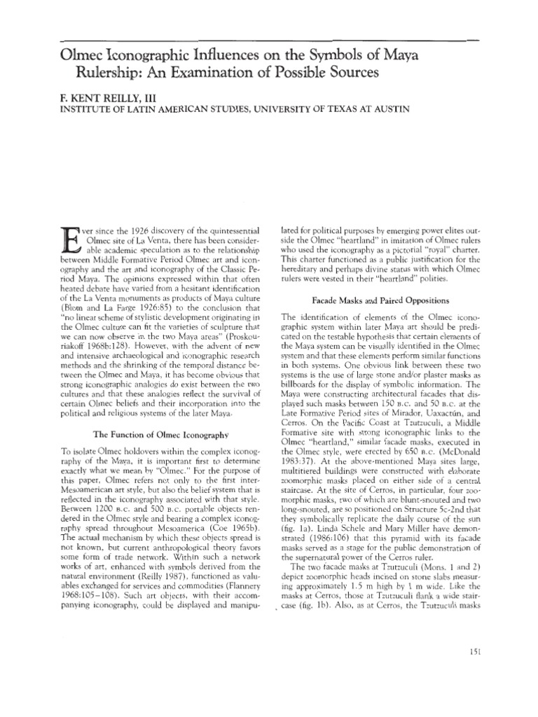 F. Kent Reilly - Olmec Iconographic Influences On The Siymbols of Maya ...