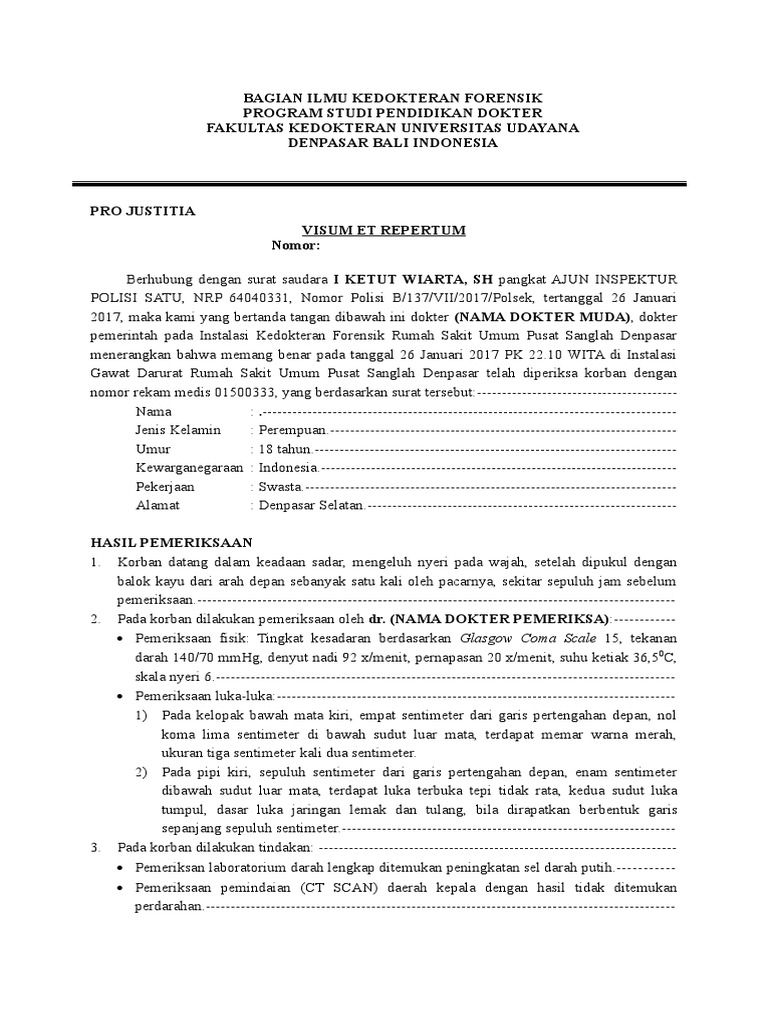 Contoh Visum Luka | PDF