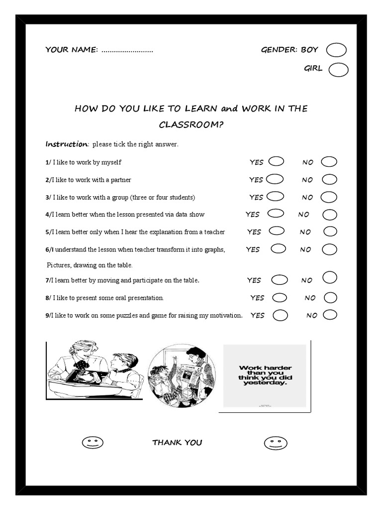 Classroom Learning Preferences Survey | PDF