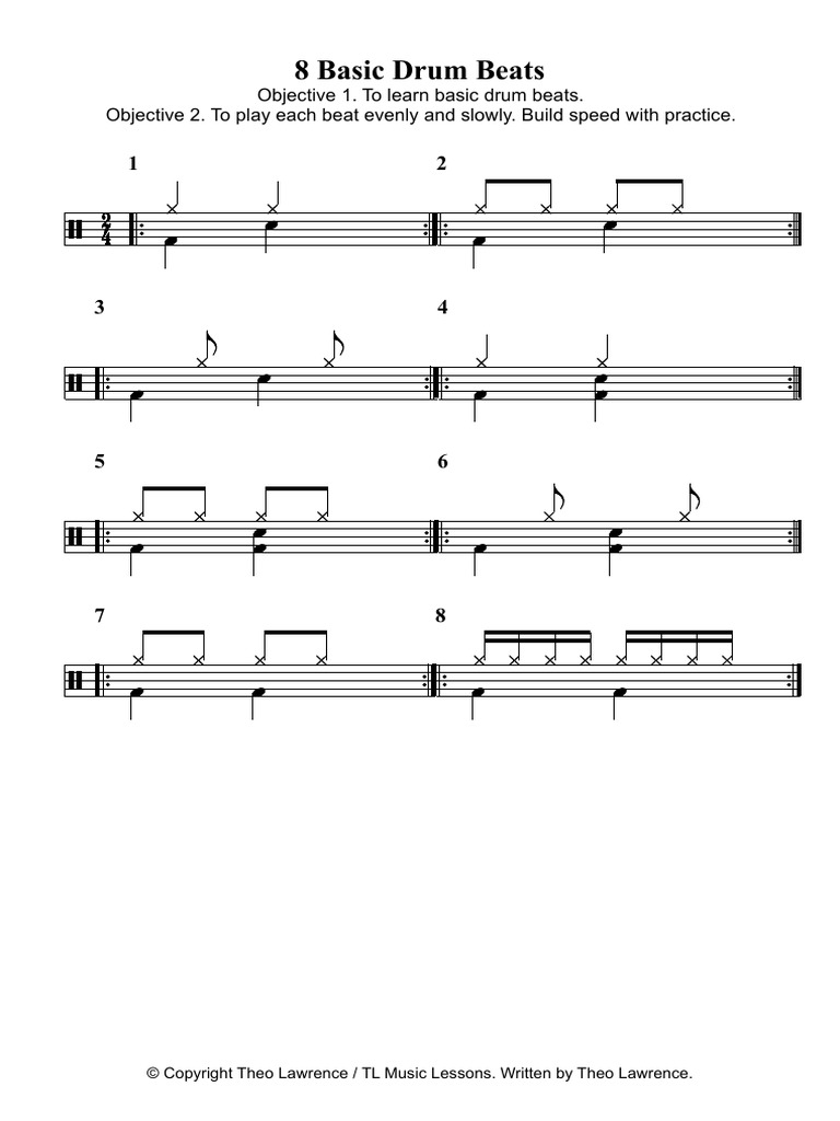 8 Basic Drum Beats PDF | PDF