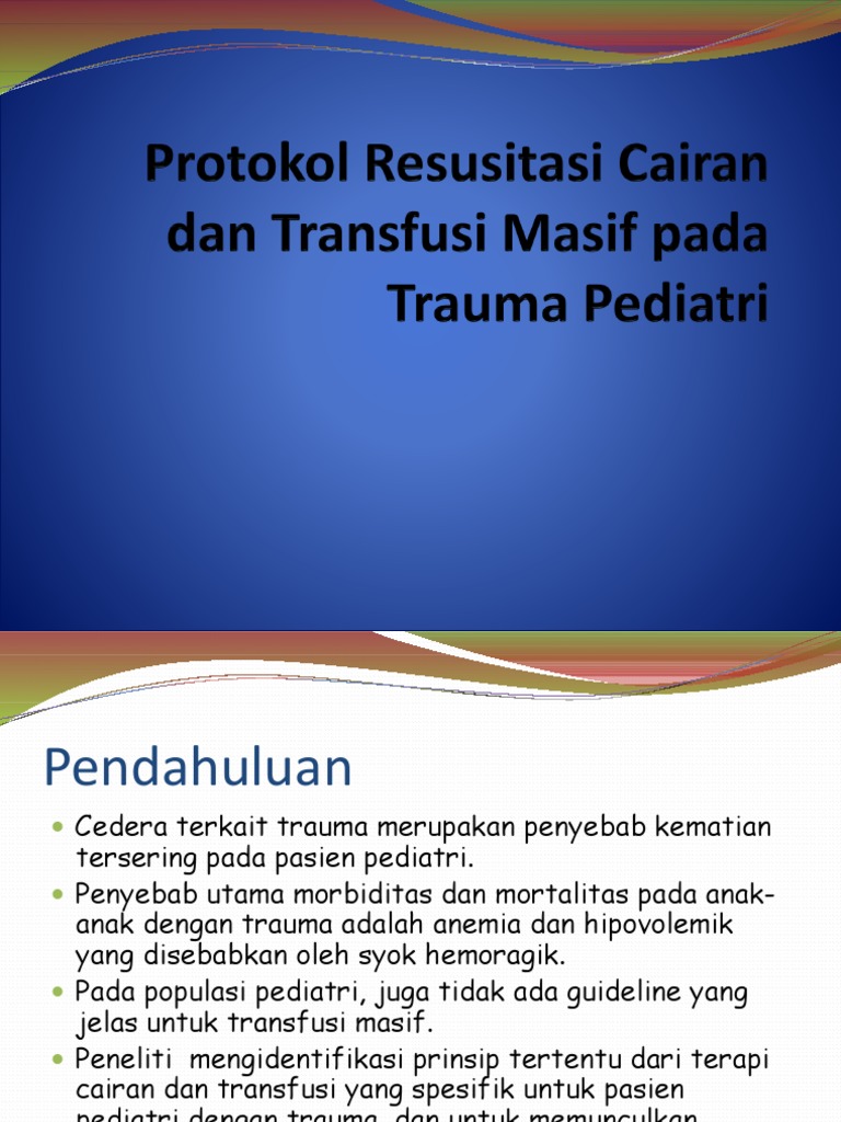 Protokol Resusitasi Cairan Dan Transfusi Masif Pada Trauma | PDF