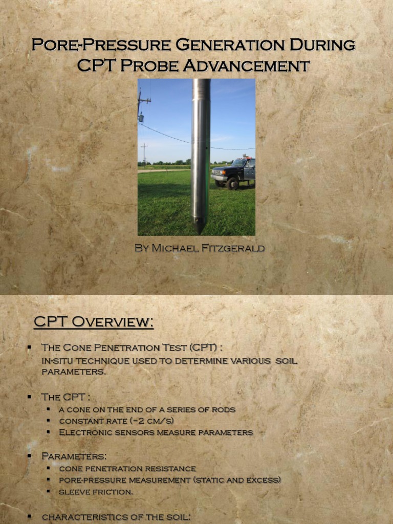 Pore-Pressure Generation During CPT Probe Advancement: by Michael Fitzgerald | PDF | Continuum ...