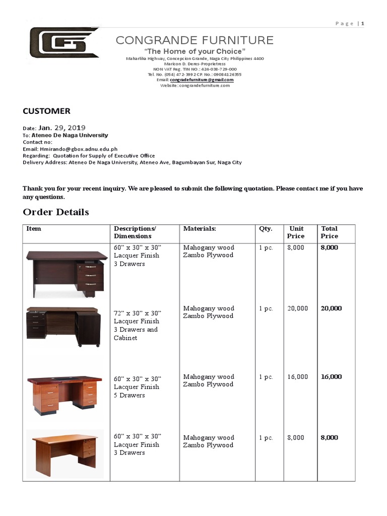 Quotation For Office Table | PDF | Business