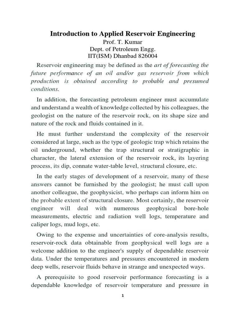Introduction To Applied Reservoir Engineering: Es V Yb As | PDF ...