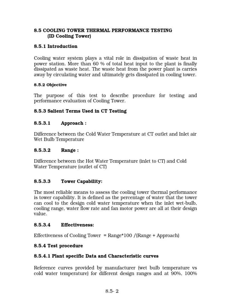 Cooling Tower Performance Testing Procedure | PDF | Flow Measurement ...