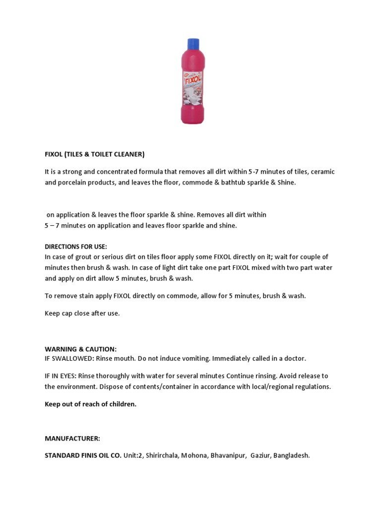 FIXOL - Product Literature PDF | PDF | Materials | Nature