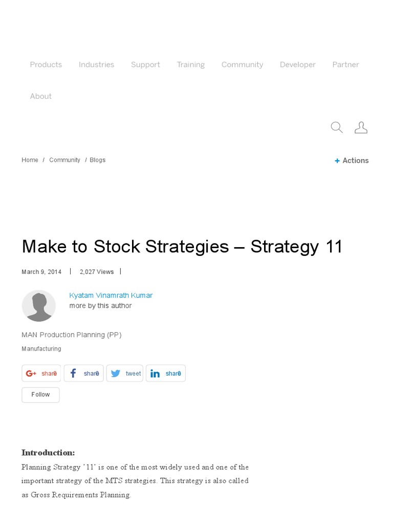 Make To Stock Strategies - Strategy 11 | PDF | Receipt | Economies