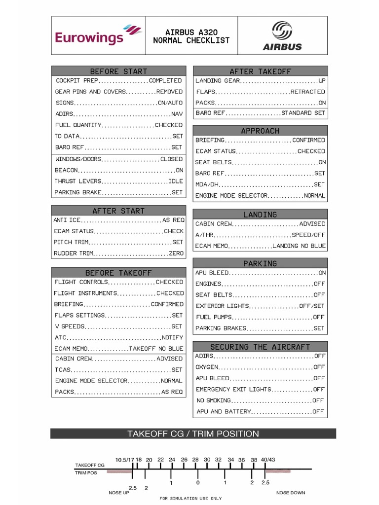 Eurowings Airbus A320 Checklist | PDF | Aviation | Transport Companies