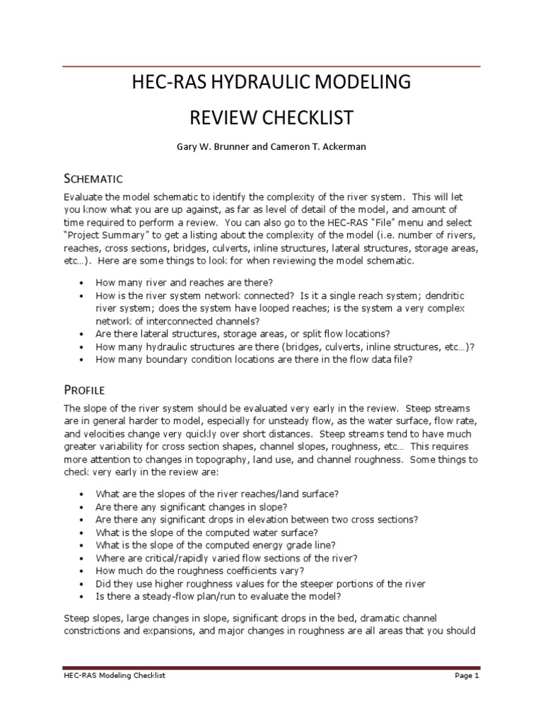 HEC-RAS Modeling Checklist | PDF | River | Flood