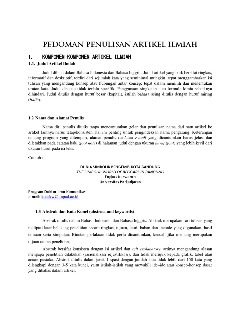 Pedoman Penulisan Artikel Ilimiah | PDF