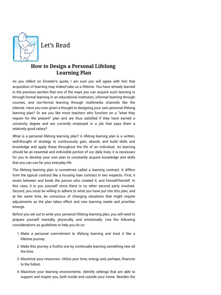 How To Design A Personal Lifelong Learning Plan | PDF | Lifelong ...