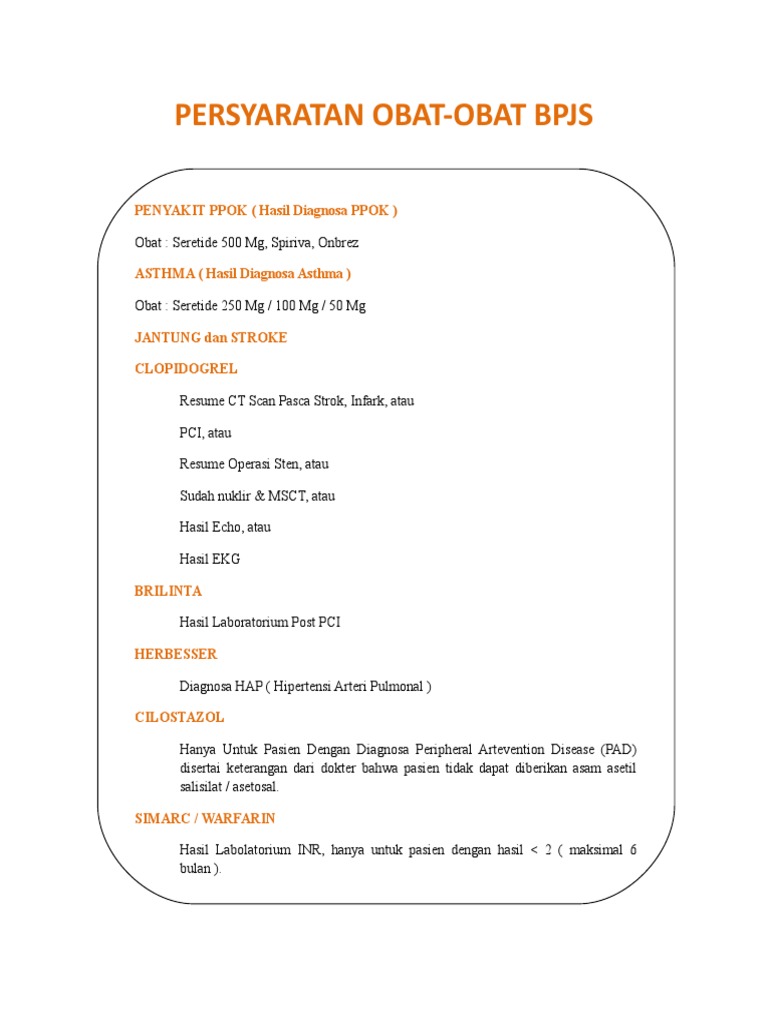Persyaratan Obat Bpjs Final | PDF