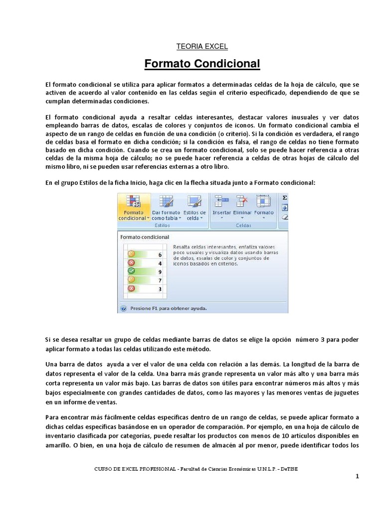 Teoria Formato Condicional Excel | PDF | Hoja de cálculo | Microsoft Excel